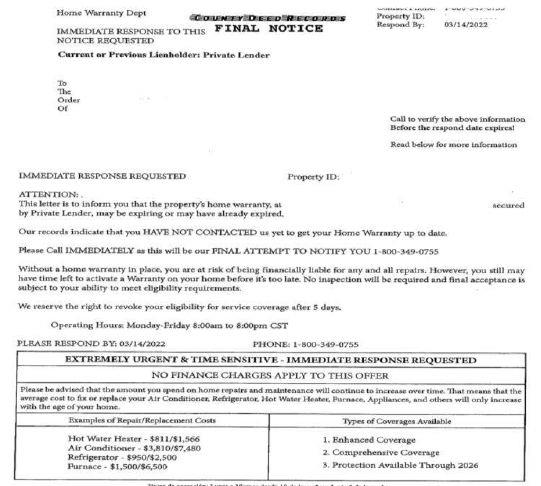 Lorain County recorder warns of possible home warranty mailer scam ...
