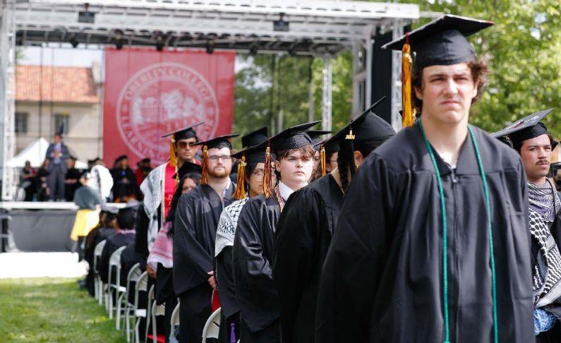 Oberlin College graduates protest during commencement, Pulitzer prize ...