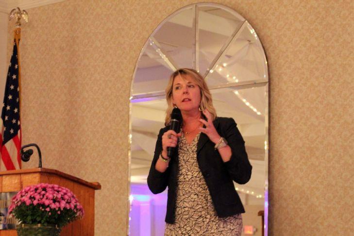 Allison Russo, Democrat for secretary of state in 2026, speaks at ...